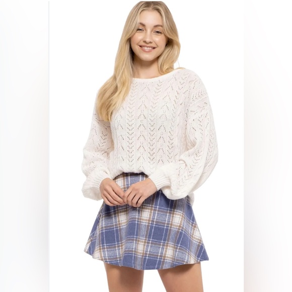 Blu Pepper | Sweaters | New Delicate Romantic Eyelet Knit Back Keyhole ...
